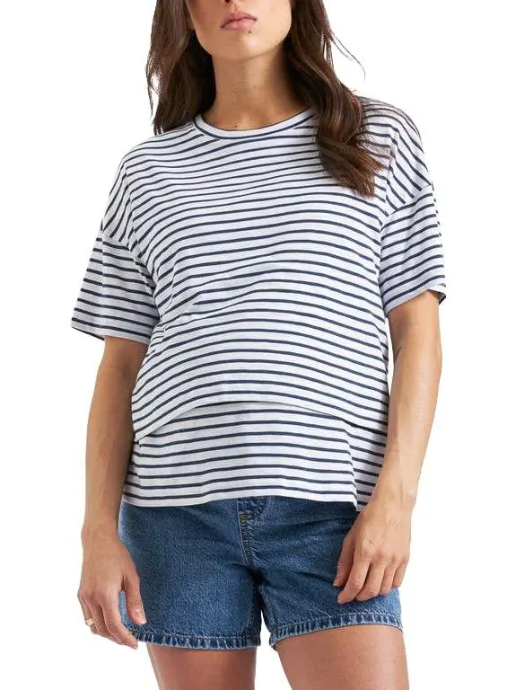 RIPE MATERNITY Claudette Nursing Tee - White/ink