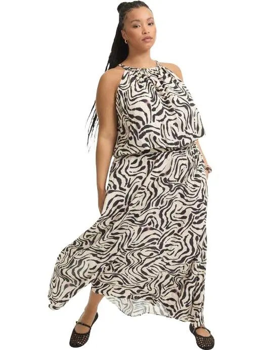 JUNE + VIE Flowy Maxi Skirt - Painted Zebra