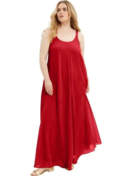 JUNE + VIE Sleeveless Swing Maxi Dress - Tomato