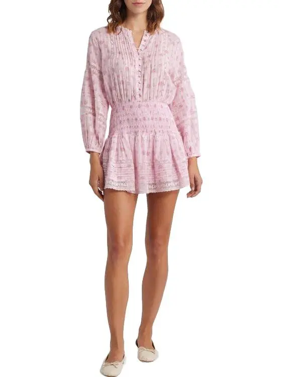 LoveShackFancy Janis Long Sleeve Mini Dress - Raspberry Fields