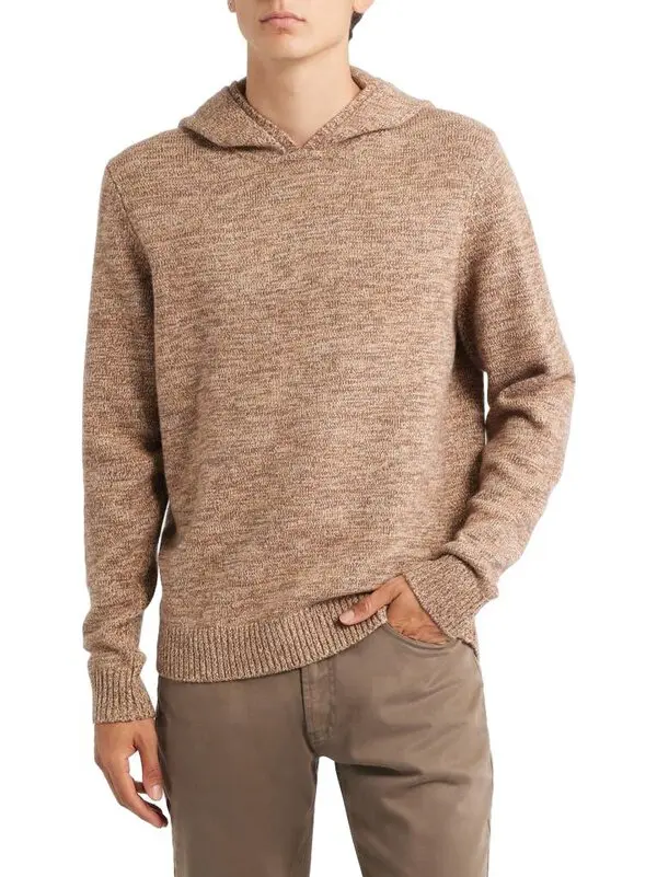 Robert Barakett Wildman Merino Wool Hooded Sweater - Brown