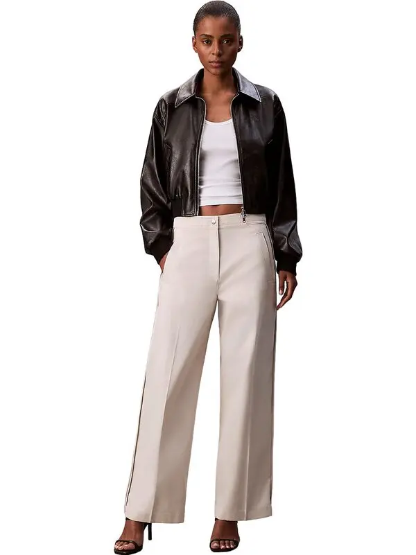 Calvin Klein Cotton Twill Logo Tape Pants - Rainy Day