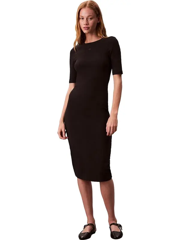 Calvin Klein Cotton Contour Midi Dress - Black