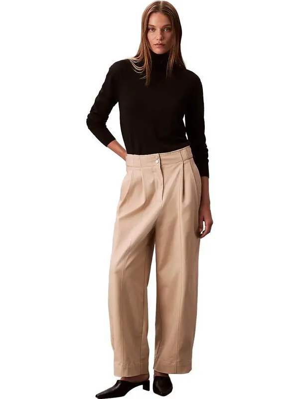 Calvin Klein Adjustable Wide Leg Chino Pants - Charming Khaki