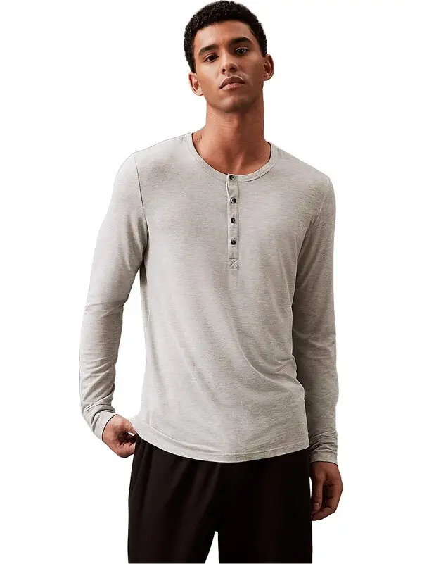 Calvin Klein Ultra-soft Modern Lounge Henley T-shirt - Heather Grey