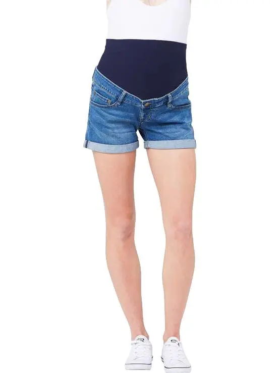 RIPE MATERNITY Denim Shorty Shorts - Blue