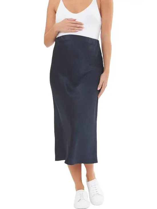 RIPE MATERNITY Lexie Satin Skirt - Navy