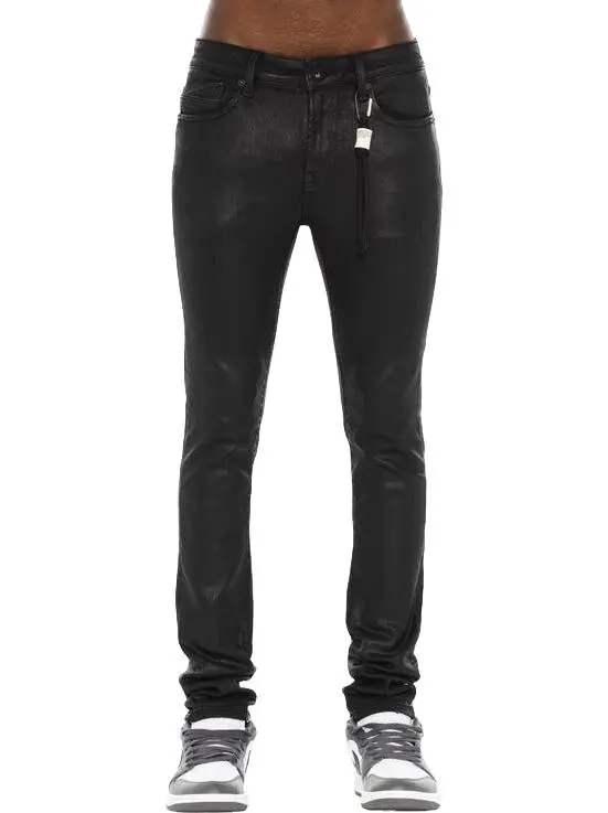 CULT OF INDIVIDUALITY Punk 601 Coated Super Skinny Jeans - Black Coated