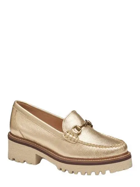 Johnston & Murphy Emmalynn Lug Sole Bit Loafer - Gold Metallic