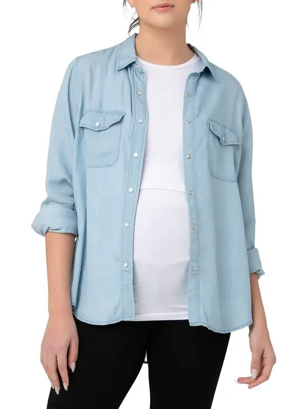 RIPE MATERNITY Bec Chambray Shirt - Clean Fade