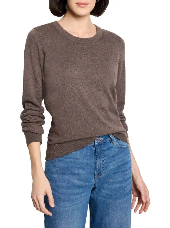 NIC+ZOE Crewneck Cotton Pullover Sweater - Cocoa