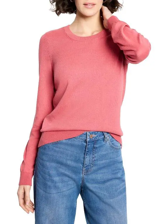NIC+ZOE Crewneck Cotton Pullover Sweater - Cranberry