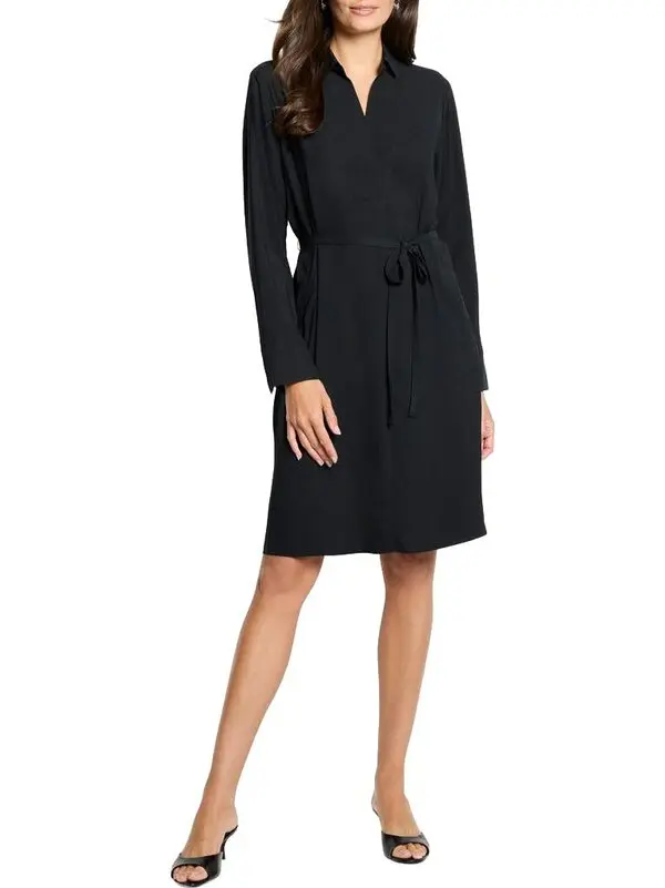 NIC+ZOE Devon Long Sleeve Shirt Dress - Black Onyx