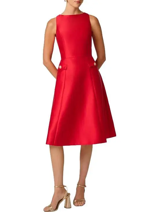 Adrianna Papell Sleeveless Fit & Flare Midi Dress - Red