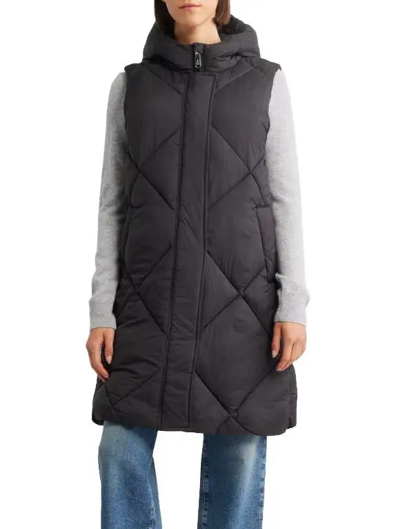 Sam Edelman Quilted Hooded Puffer Vest - Black