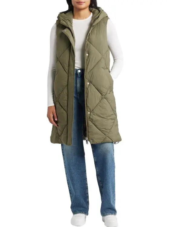 Sam Edelman Quilted Hooded Puffer Vest - Loden