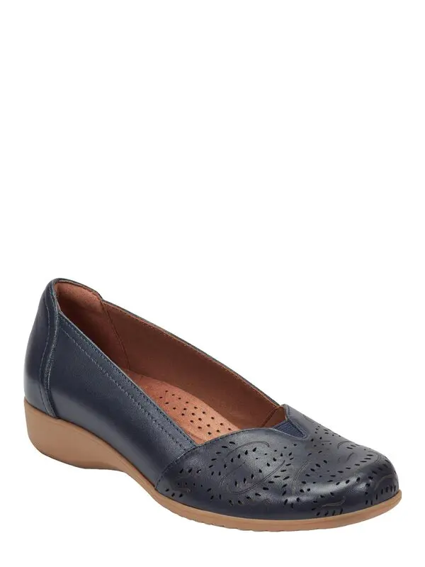 ROCKPORT COBB HILL Laser-cut Wedge Pumps - Dark Blue