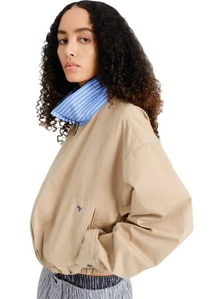 HOMMEGIRLS Cotton Gabardine Bomber Jacket - Khaki