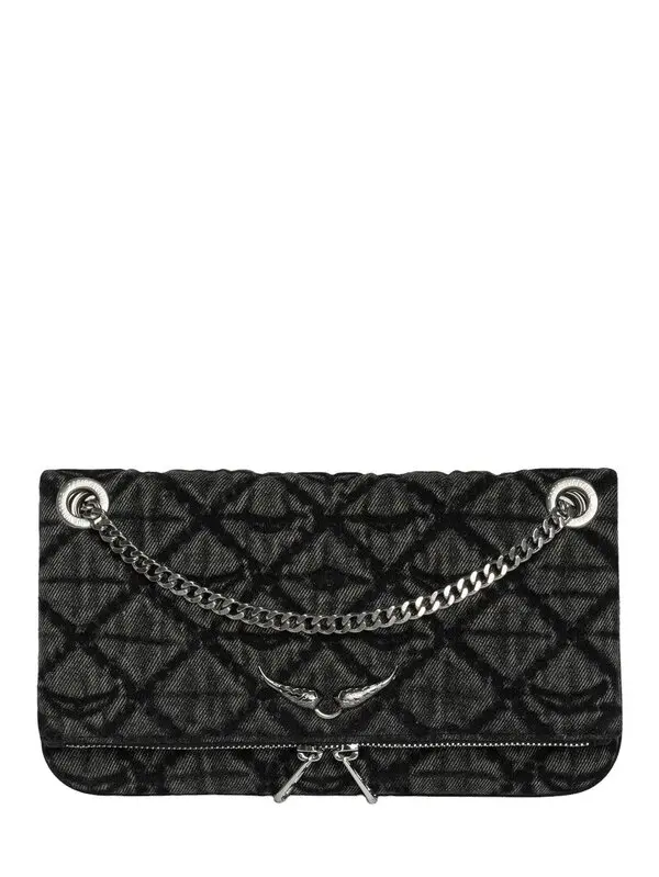 Zadig&Voltaire Rock Ii Diamond Quilted Monogram Denim Crossbody Bag - Road