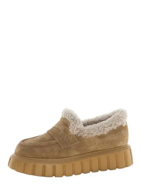 VOILE BLANCHE Grenelle Genuine Shearling Platform Loafer - Brown