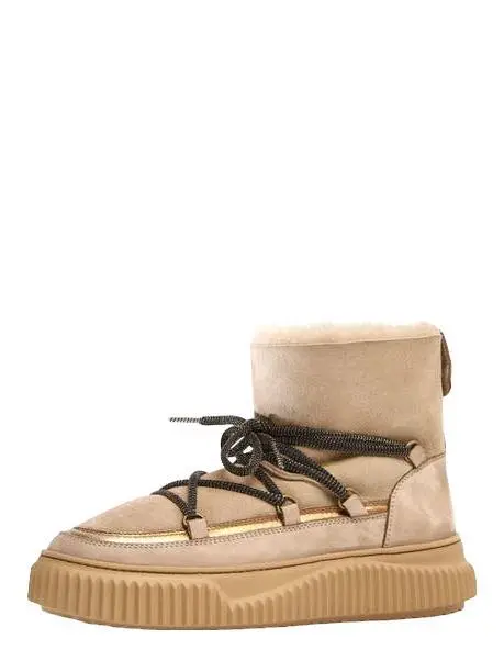 VOILE BLANCHE Cortina Genuine Shearling Bootie - Beige Bronze