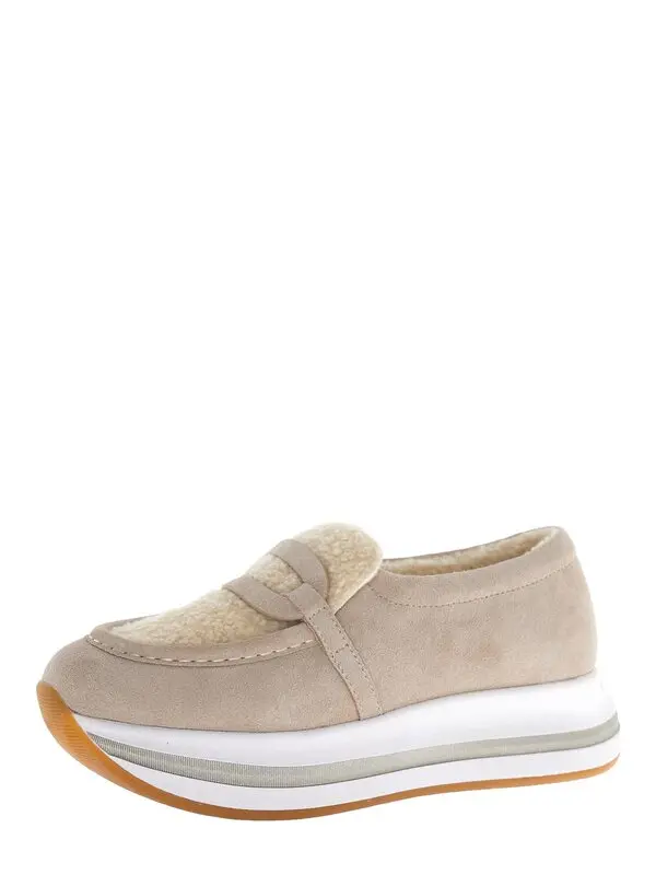 VOILE BLANCHE Merry Genuine Shearling Loafer - Light Beige