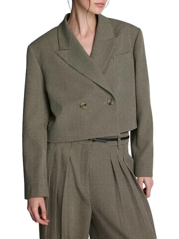 KENNETH COLE Crop Boyfriend Suit Jacket - Black/almond Milk