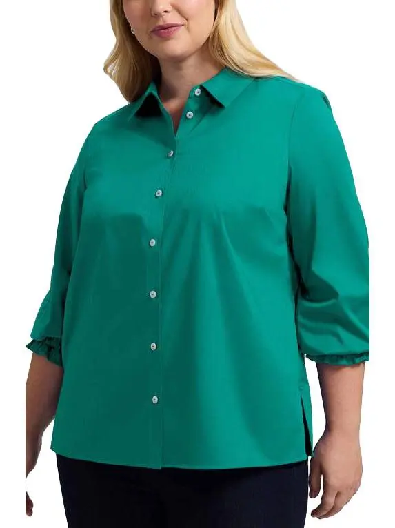 Foxcroft Avril Matte Sateen Button-up Shirt - Emerald