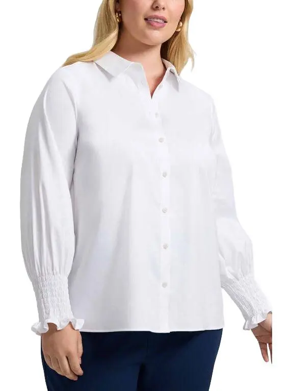 Foxcroft Avril Matte Sateen Button-up Shirt - White