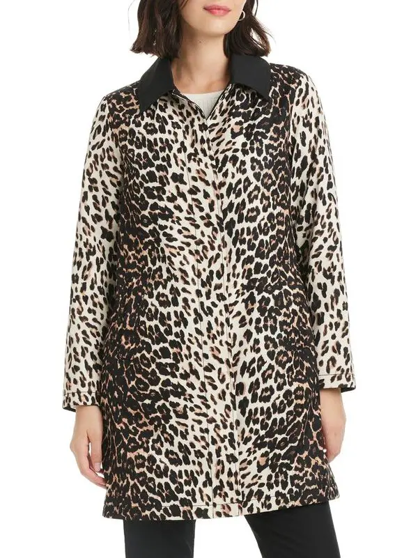 Kate Spade New York Water Resistant Leopard Print A-line Raincoat - Downtown Leopard