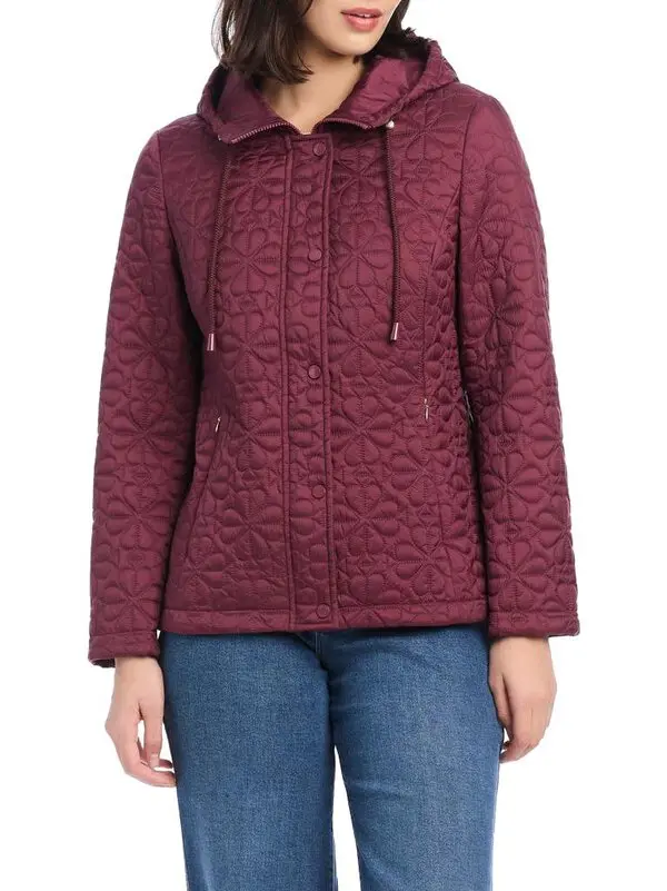 Kate Spade New York Water Resistant Hooded Floral Quilted Jacket - Blackberrys