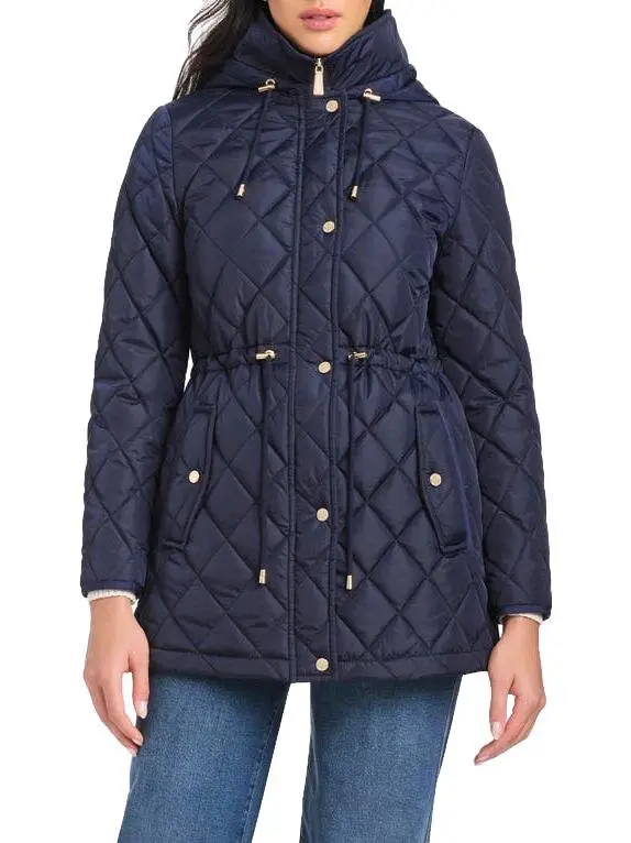 Kate Spade New York Water Resistant Hooded Quilted Jacket - Planetary Navy