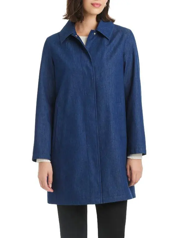Kate Spade New York A-line Denim Coat With Removable Hood - Dark Denim