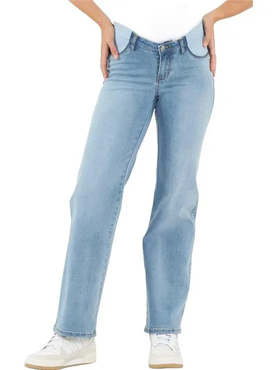RIPE MATERNITY Wide Leg Maternity Jeans - Light Blue