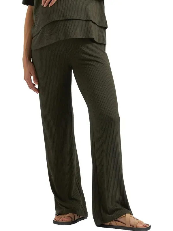 RIPE MATERNITY Cindy Ribbed Pants - Khaki