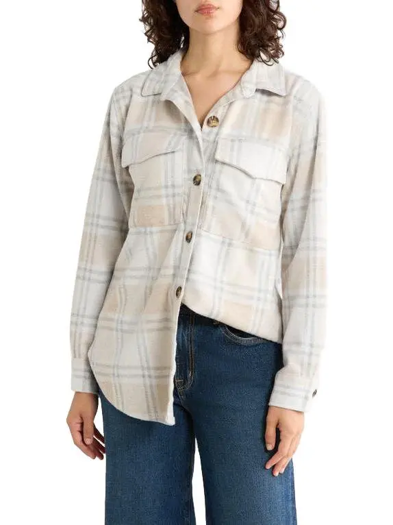 BEACHLUNCHLOUNGE Taelyn Oversized Plaid Shirt - Parchment