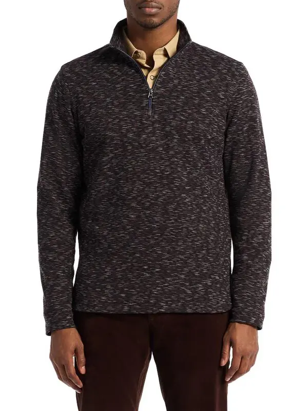 Robert Graham Matson Space Dye Quarter Zip Top - Black