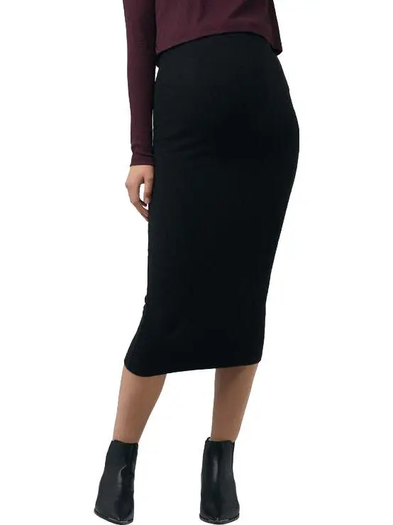 RIPE MATERNITY Ribbed Knit Pencil Skirt - Black
