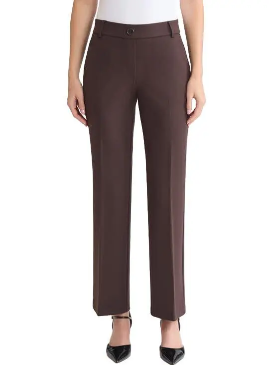 KASPER Pull-on Flare Pants - Rich Chocolate