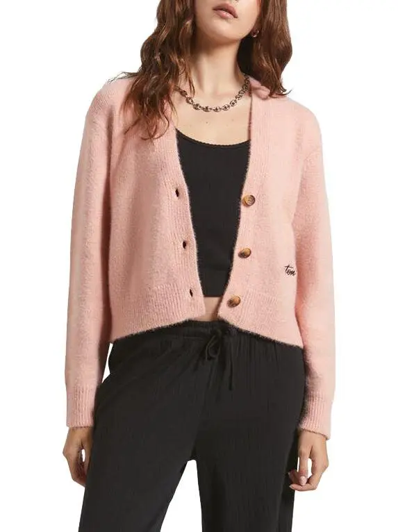 Brixton Town Fuzzy Cardigan - Mellow Rose
