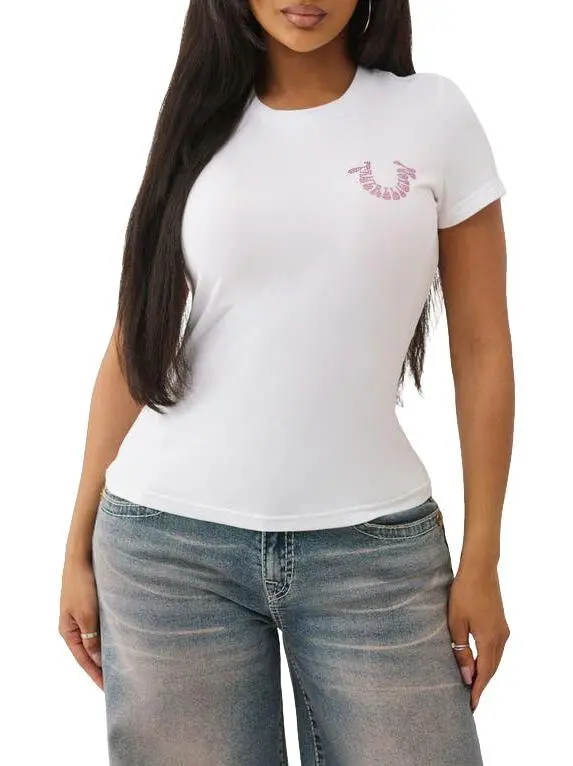 True Religion Crystal Studded Logo Graphic T-shirt - White