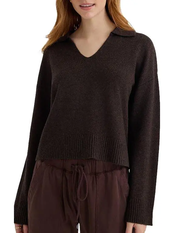 Bella Dahl Johnny Collar Pullover Sweater - Heather Brown