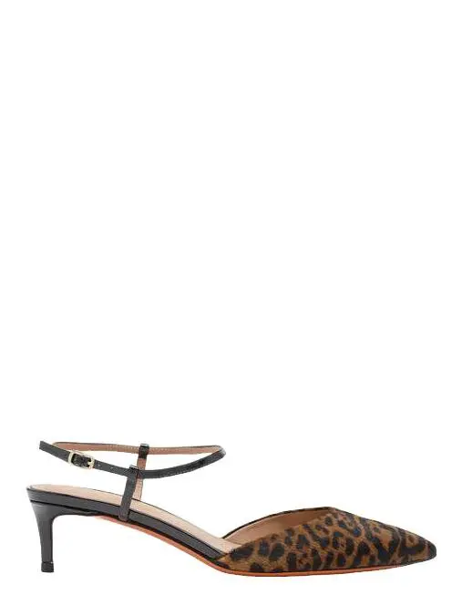Santoni Animal-print Cavallino Mid-heel Slingback - Brown