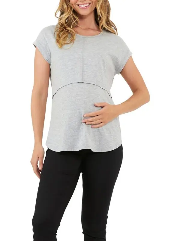 RIPE MATERNITY Richie Nursing Tee - Grey Marle