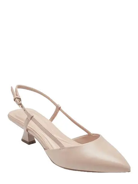 Easy Spirit Slingback Kitten Heel Pumps - Light Natural Leather