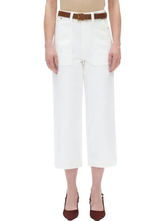 BAYEAS High-waist Utility Crop Jeans - White
