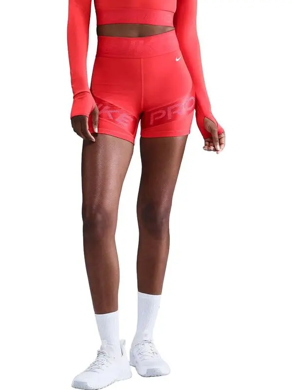 Nike Pro Sculpt Dri-fit High Waist Bike Shorts - Lt Crimson/ember Glow/white