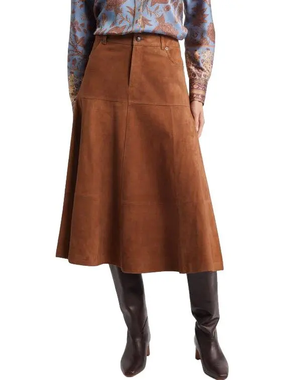 Kobi Halperin Matty Suede A-line Skirt - Cognac