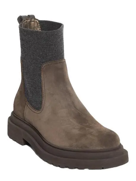 Brunello Cucinelli Monili Trim Chelsea Boots - Dark Brown
