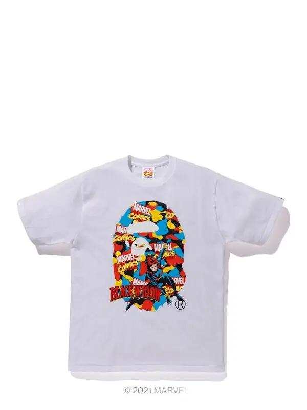 A BATHING APE X Marvel Comics Camo Back Widow Tee Shirt - White